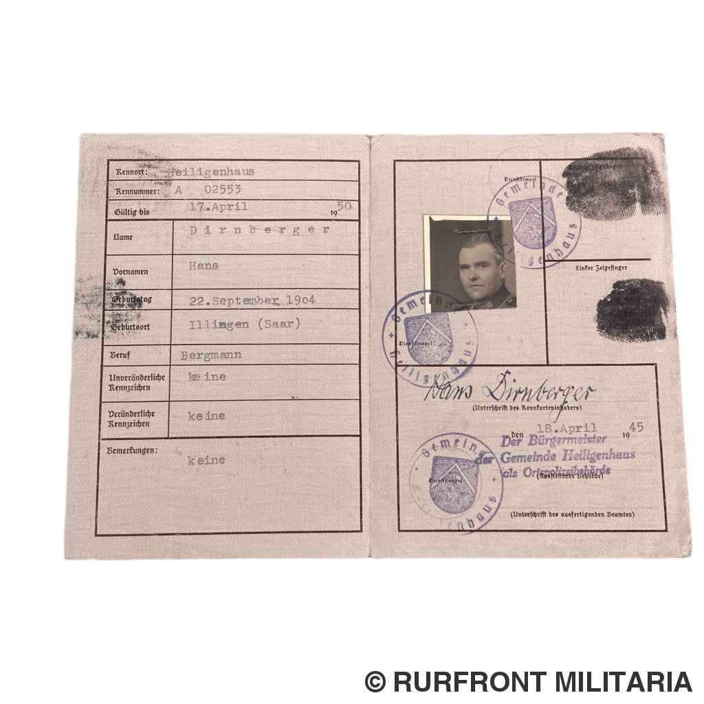 Kennkarte late war April 1945 – Rurfront Militaria