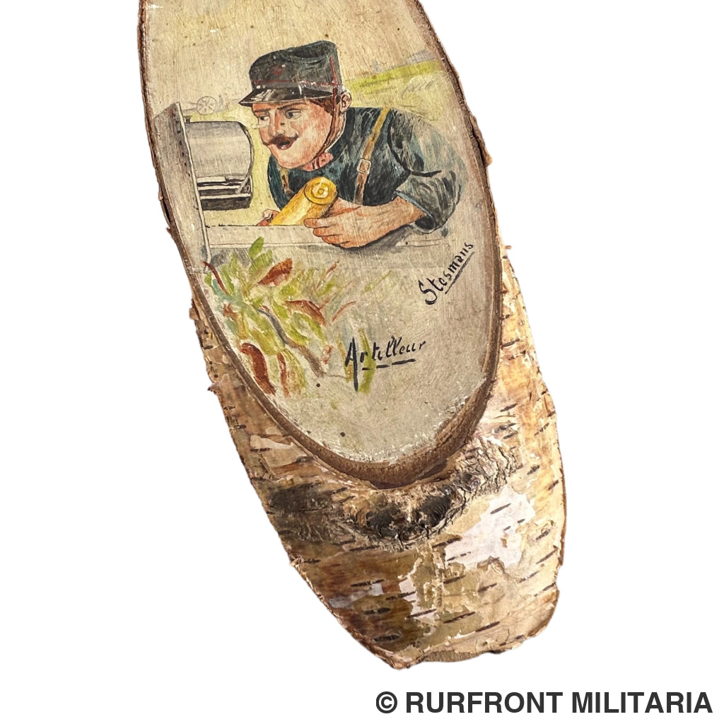 Wo1 Belgisch gedenk plankje artilleur Stesmans – Rurfront Militaria
